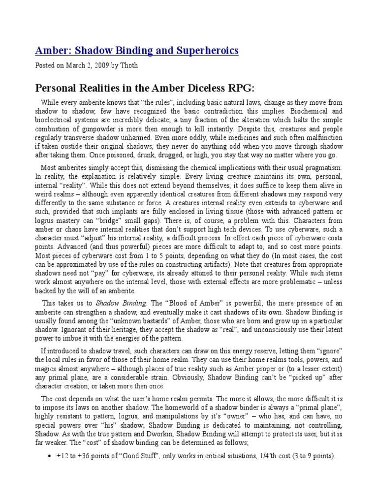 Shadow Binding and Superheroics | PDF | Leisure | Nature