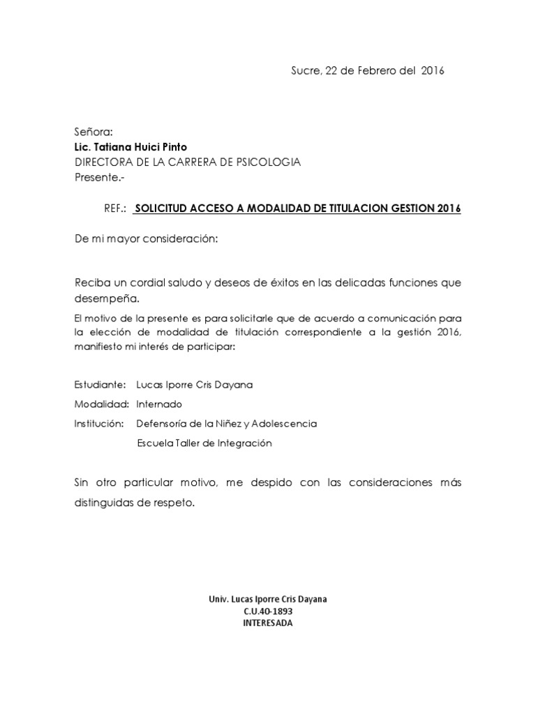 Solicitud Internado 2016 | PDF