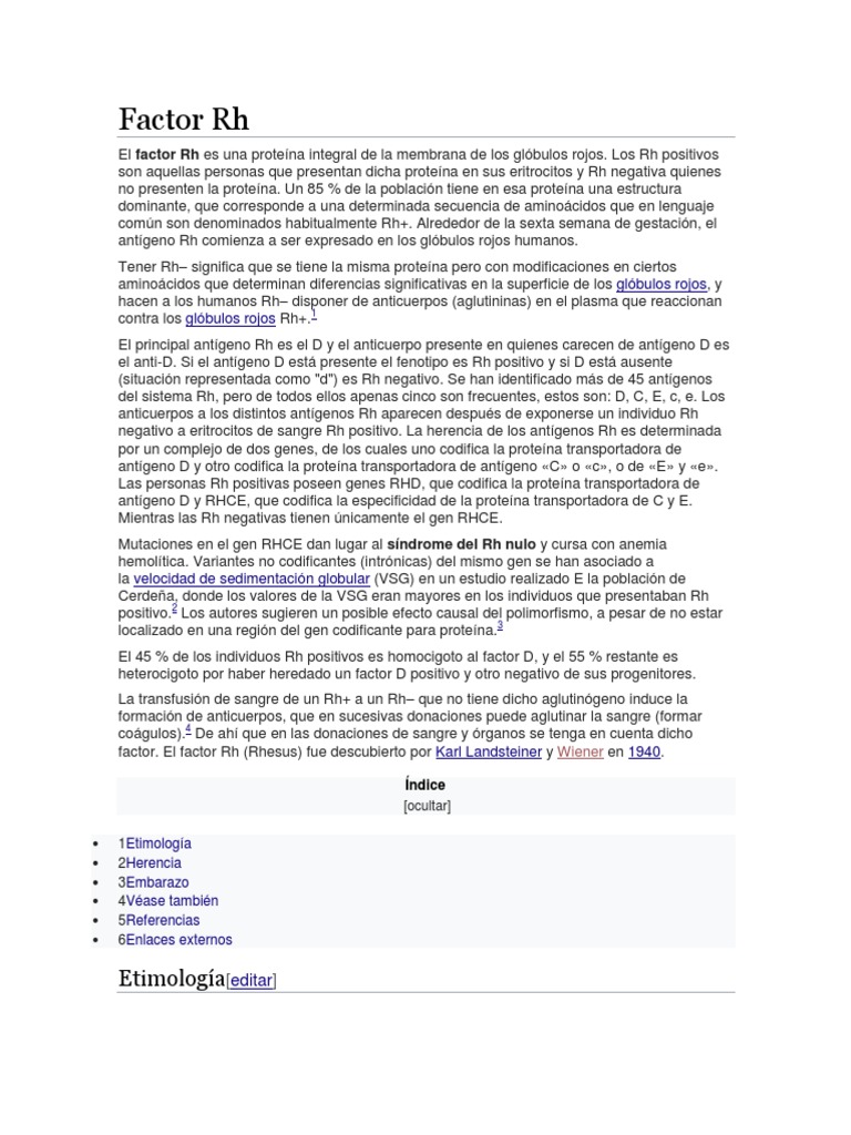 Factor RH | PDF | Especialidades Medicas | Sangre