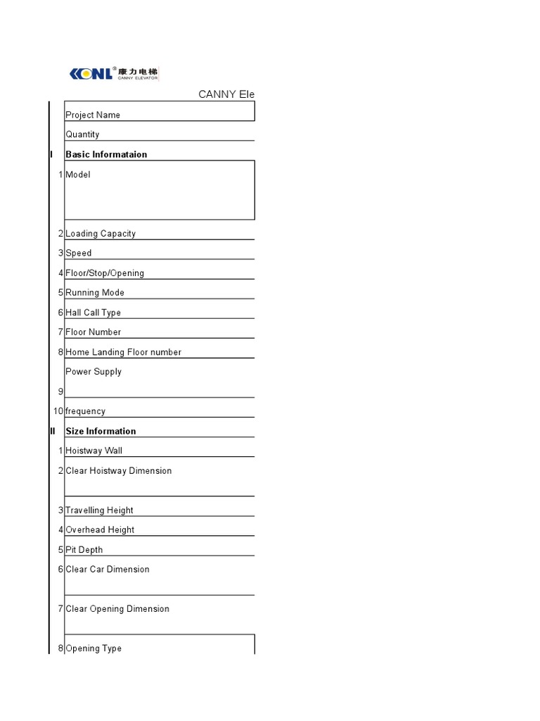 CANNY Elevator Inquiry Form | PDF | Elevator | Building Engineering