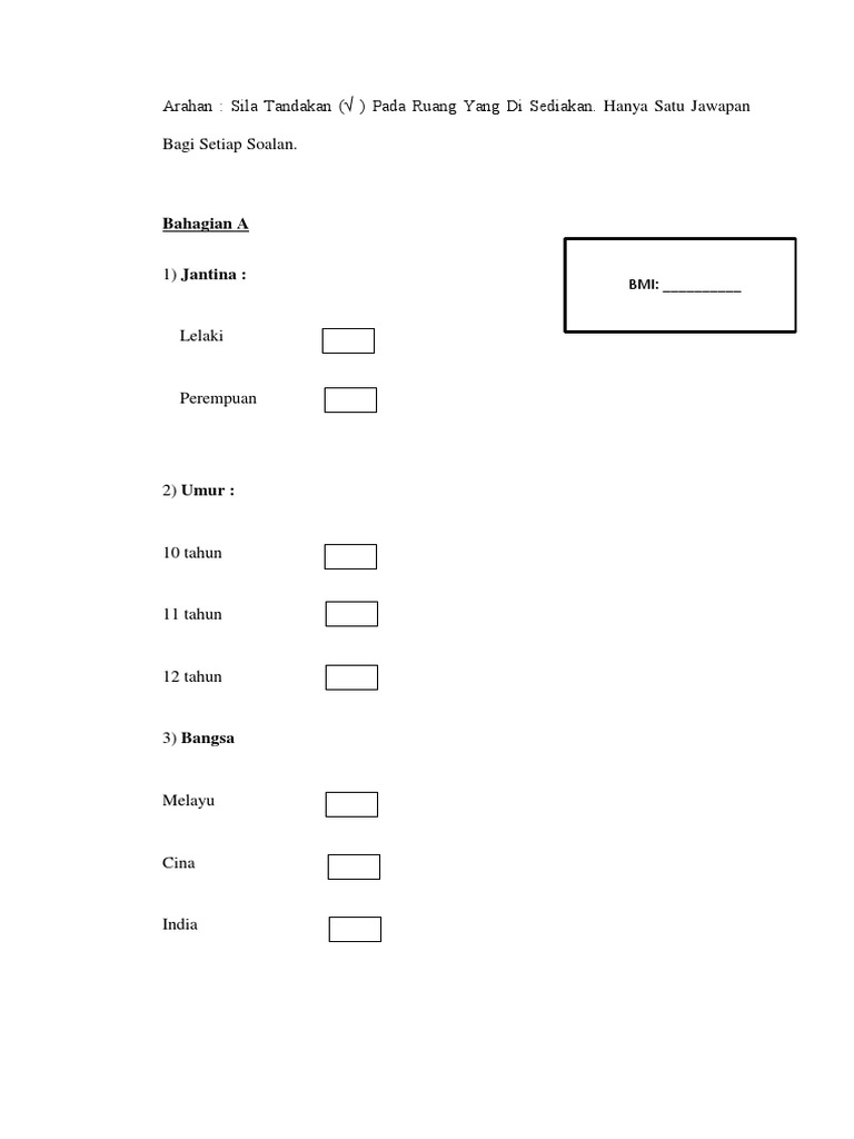 Contoh Questionnaire | PDF