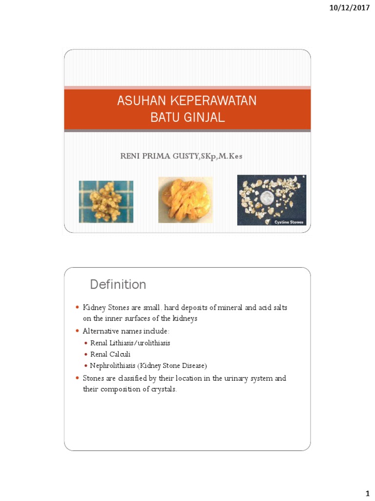 Nursing Care Kidney Stone - Kul - Lecture - Compressed | PDF | Kidney | Urinary Tract Infection