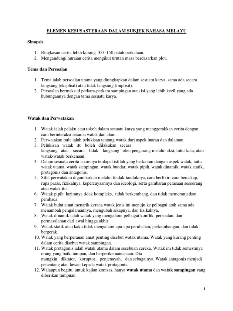 Elemen Sastera | PDF