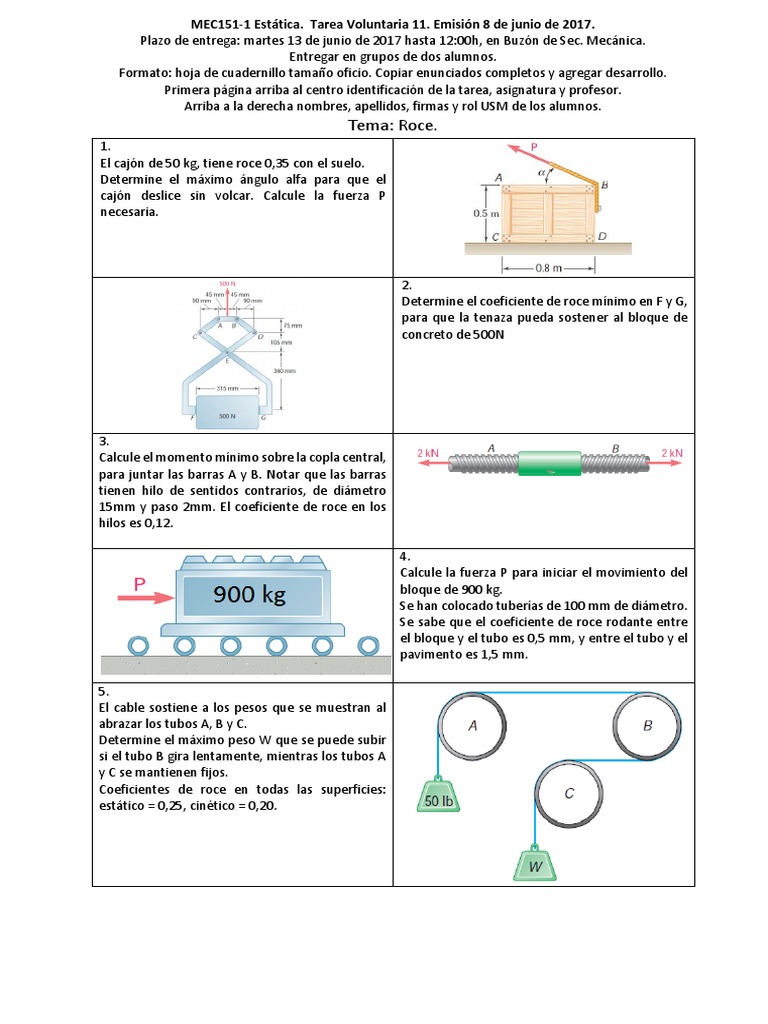 TareaVol 11 Estatica 1 2017 | PDF