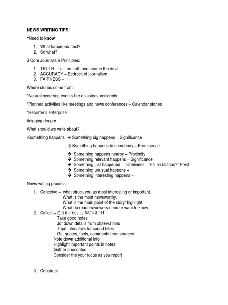 News Writing Tips | PDF | News | Communication