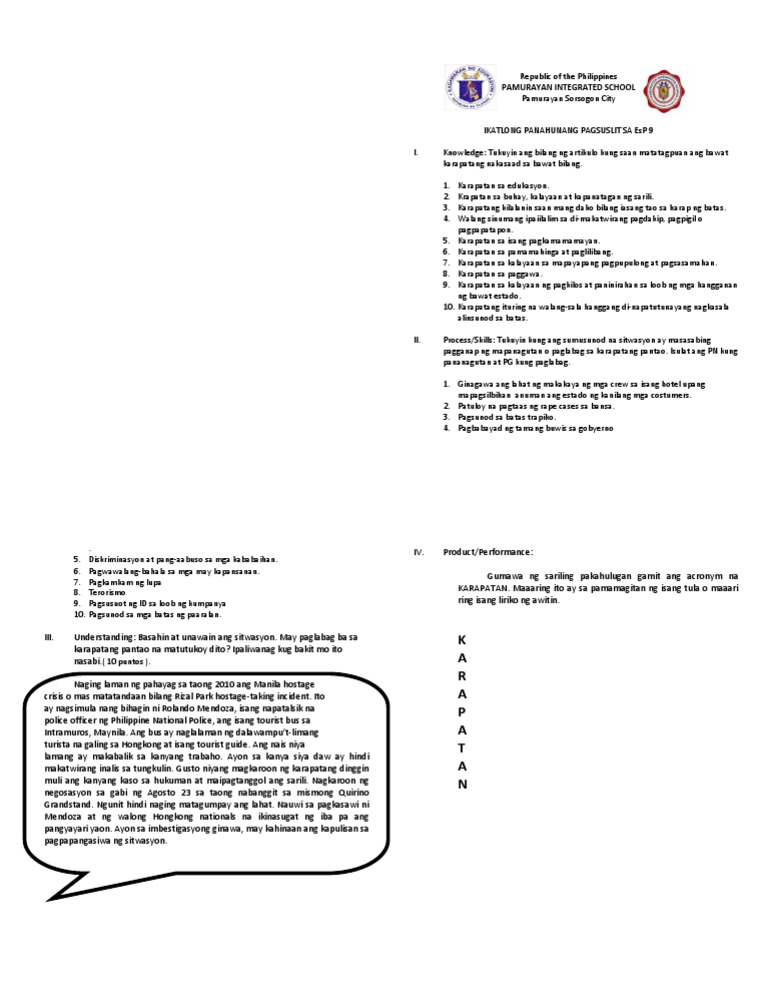 Esp 9 3rd Quarter | PDF