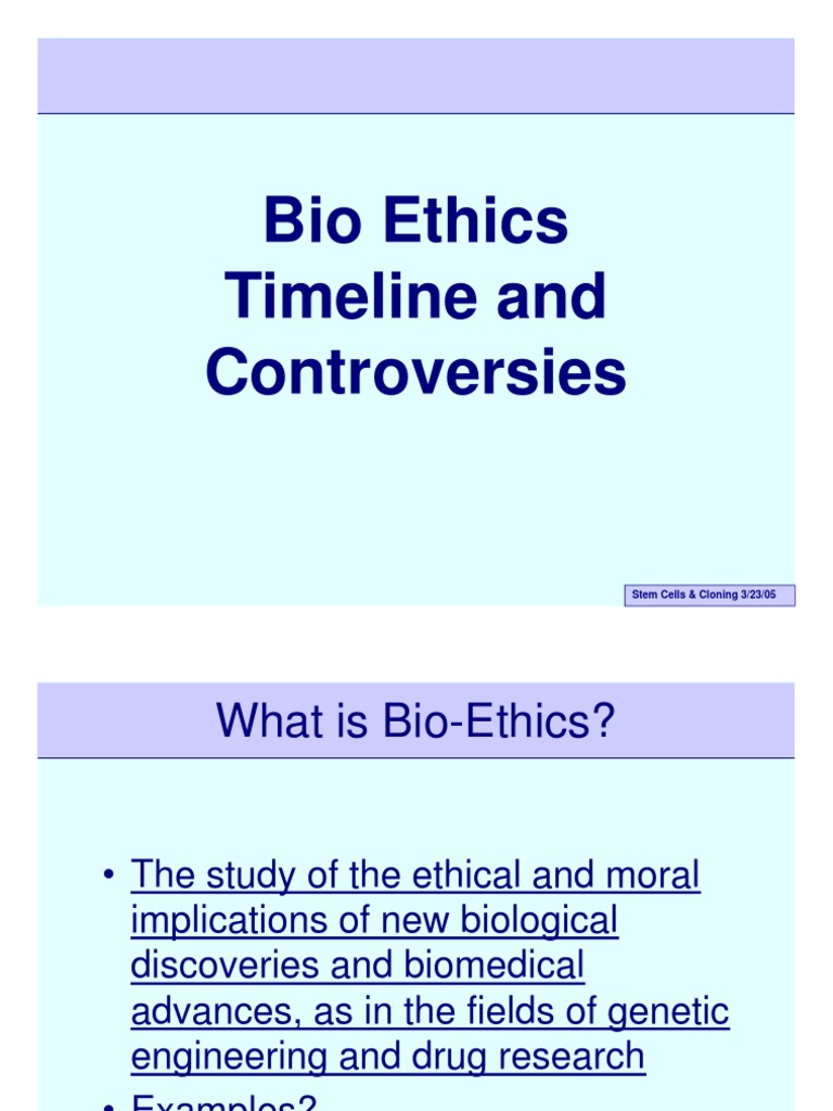 Bio Ethics Timeline and Controversies: Stem Cells & Cloning 3/23/05 ...
