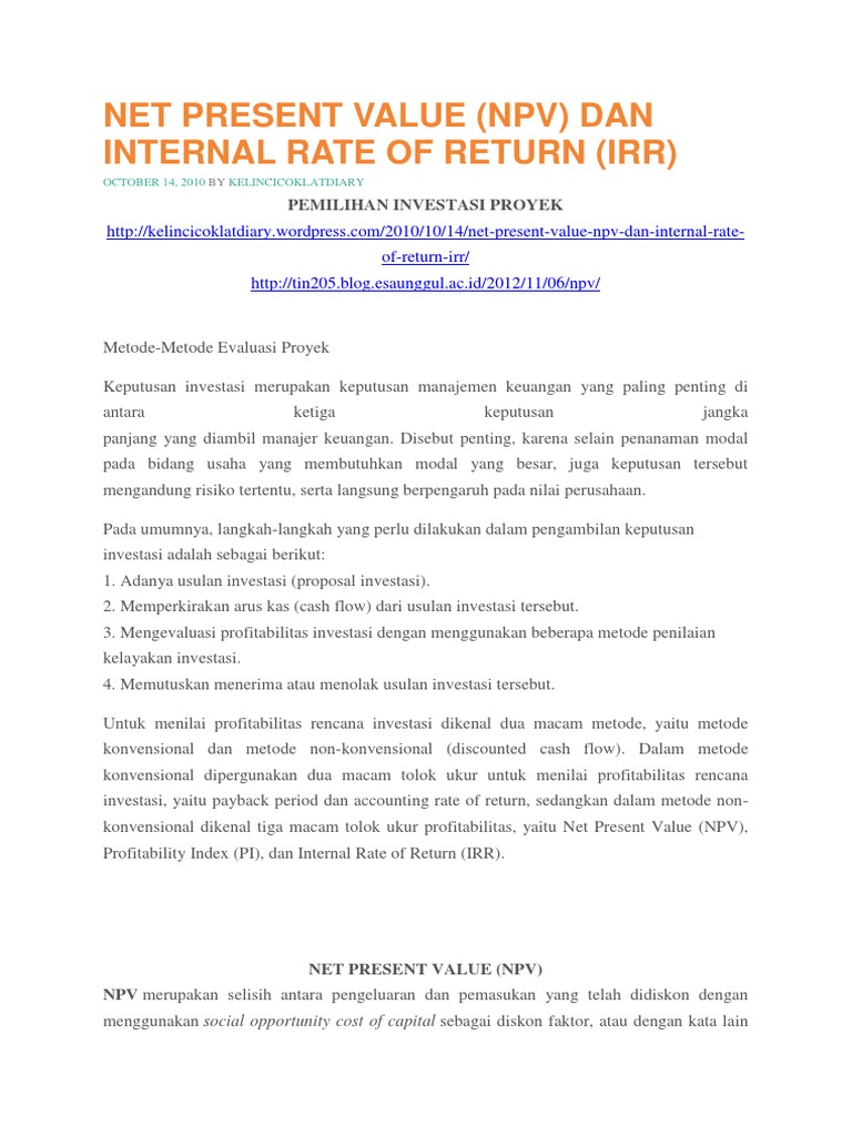 Net Present Value | PDF