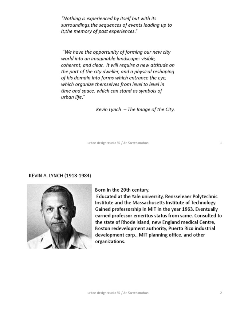 01 Kevin Lynch | PDF | Urban Design | Visual Perception