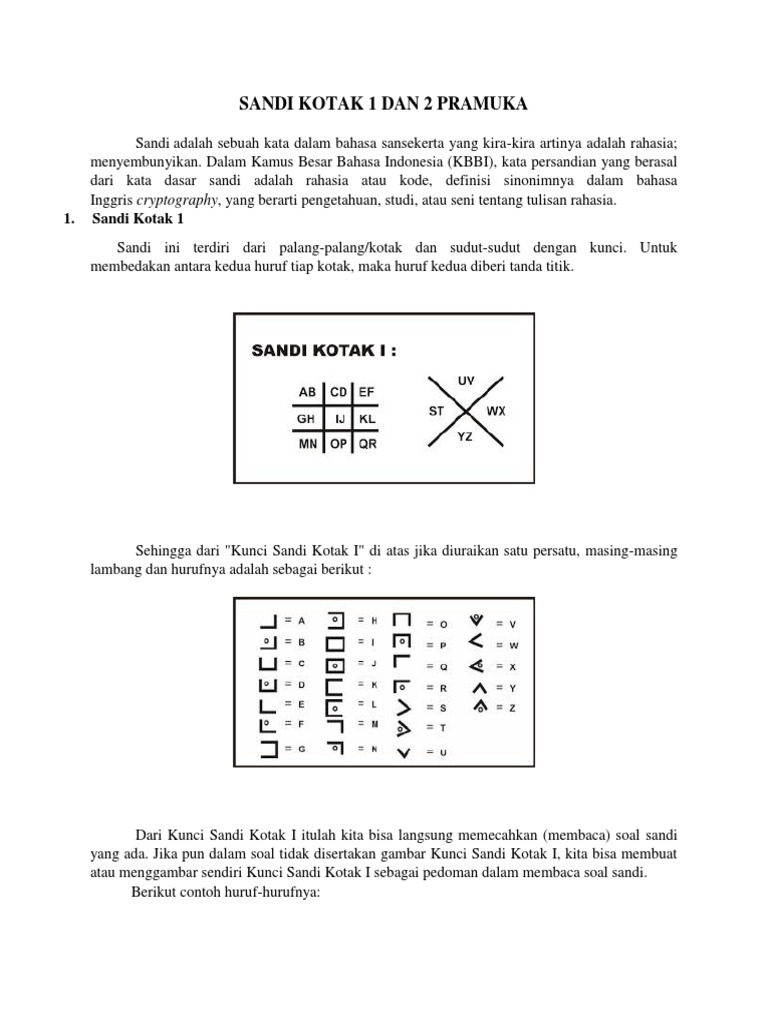 Sandi Kotak 1 Dan 2 Pramuka | PDF