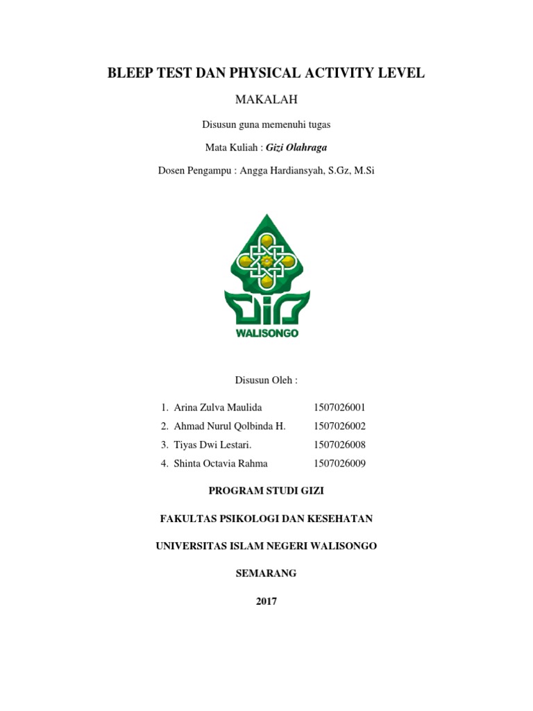Bleep Test Dan Physical Activity Level | PDF