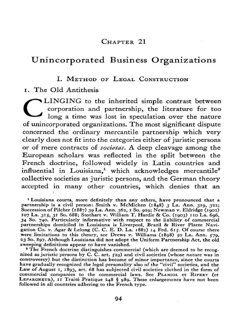 Unincorporated Business Organizations: Societas | PDF | Partnership ...