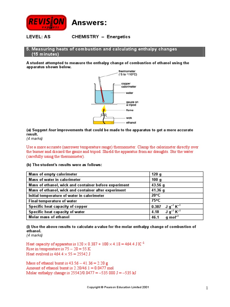 5 Energetics Practical Answers | Download Free PDF | Enthalpy | Combustion