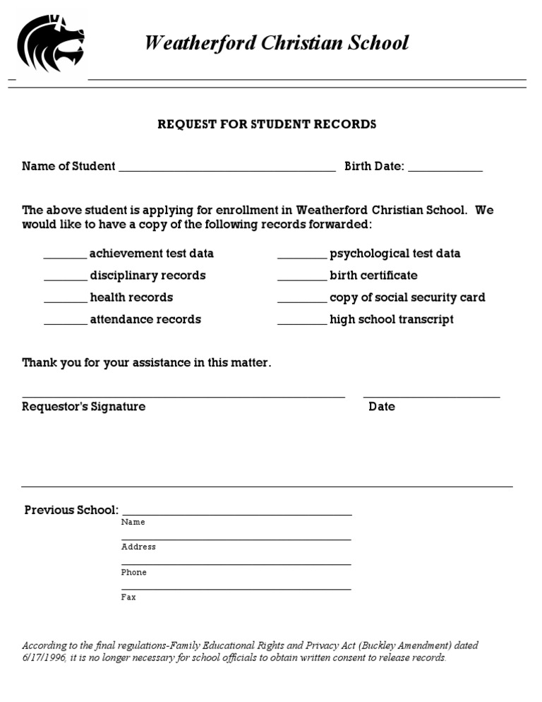 Student Records Request Form | PDF