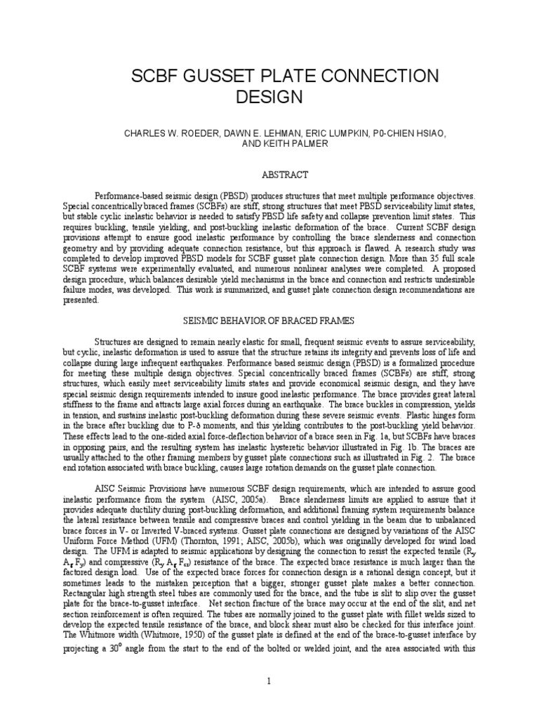 SCBF Gusset Plate Connection Design | PDF | Buckling | Deformation ...