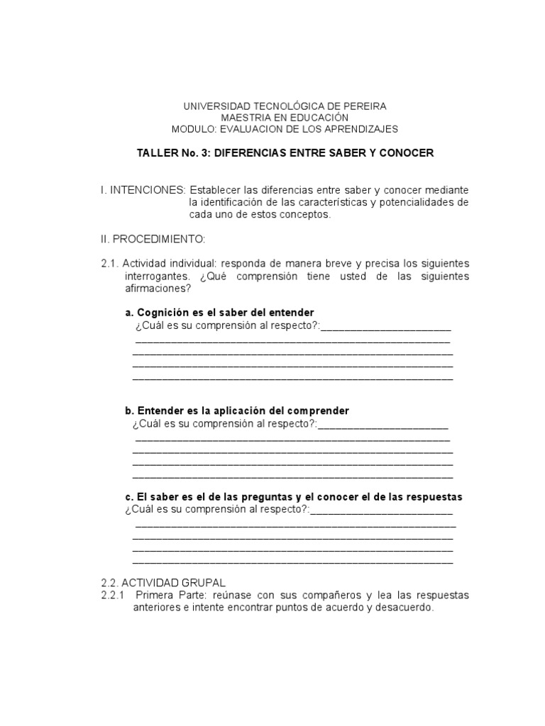 Diferencias entre Saber y Conocer | PDF | Comprensión | Conocimiento