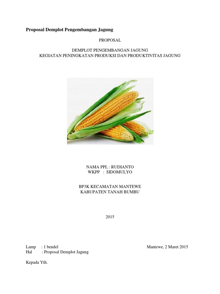 Proposal Demplot Pengembangan Jagung | PDF | Bisnis | Kesehatan Holistik