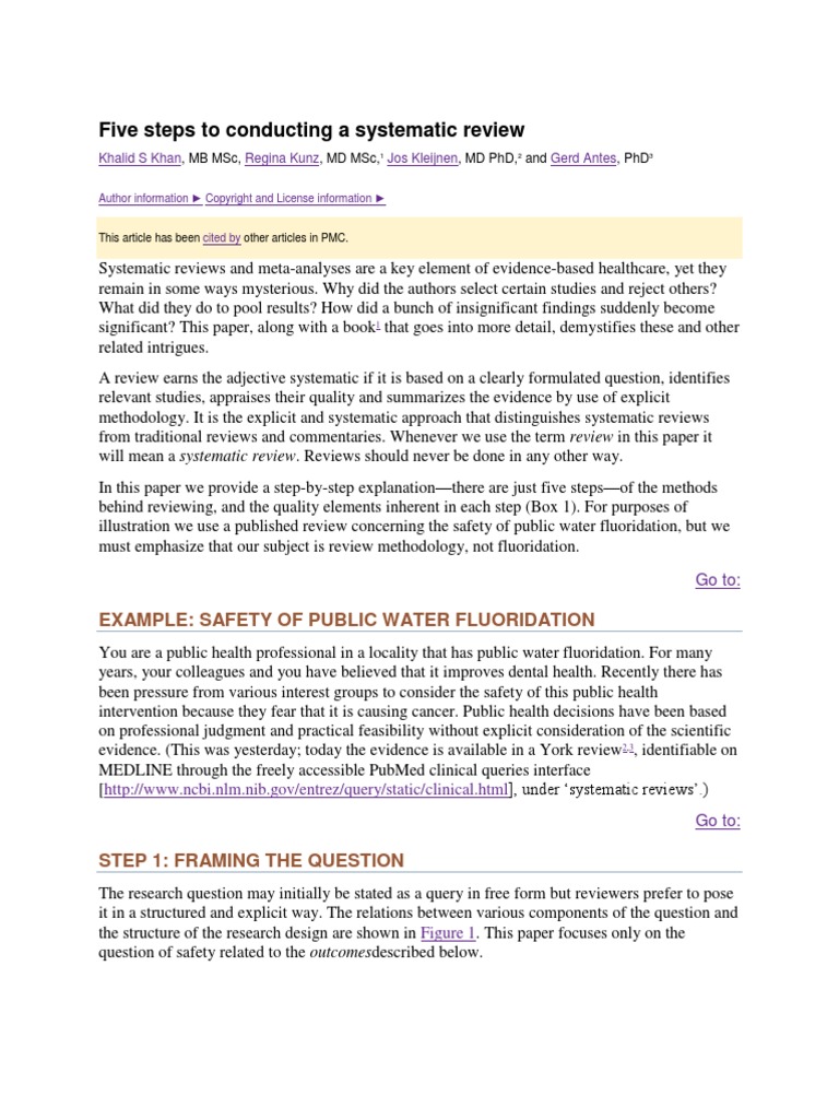 Five Steps To Conducting A Systematic Review | PDF | Evidence Based ...