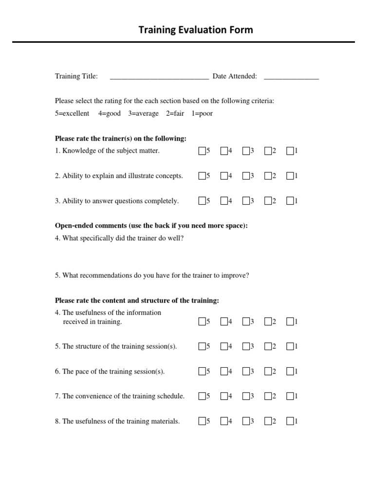 Training Evaluation Form-New | PDF