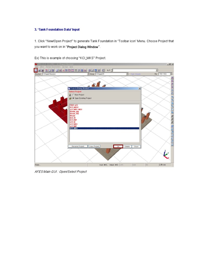 Click "New/Open Project" To Generate Tank Foundation in Toolbar Icon ...