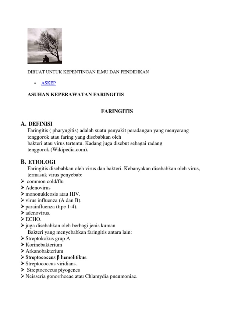 Asuhan Keperawatan Faringitis Lengkap | PDF | Sains & Matematika