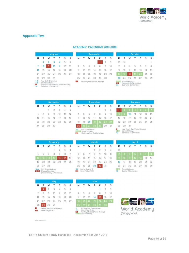 GEMS (Singapore) Calendar | PDF