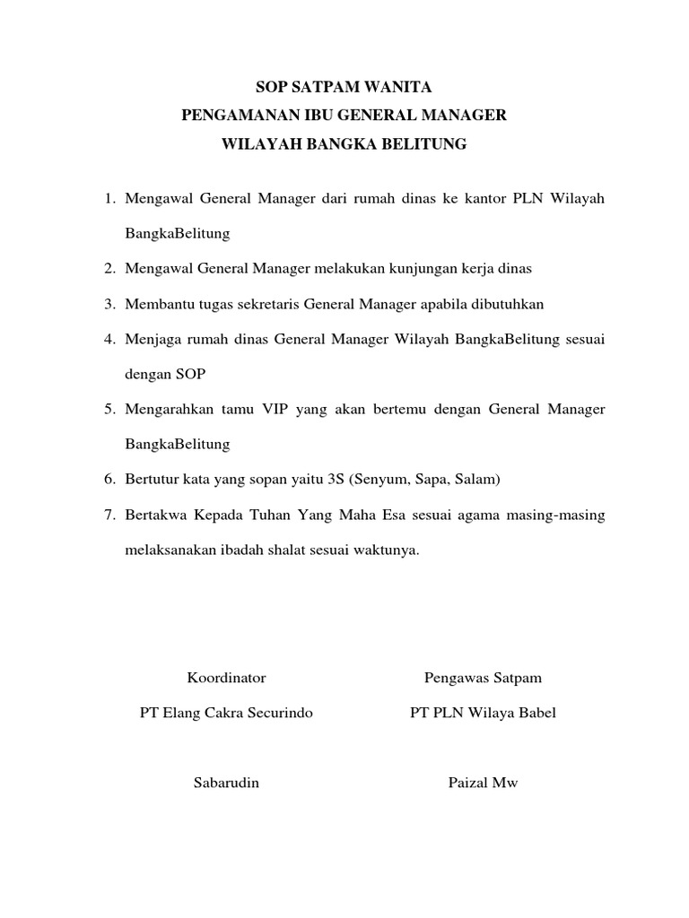 Sop Satpam Wanita | PDF