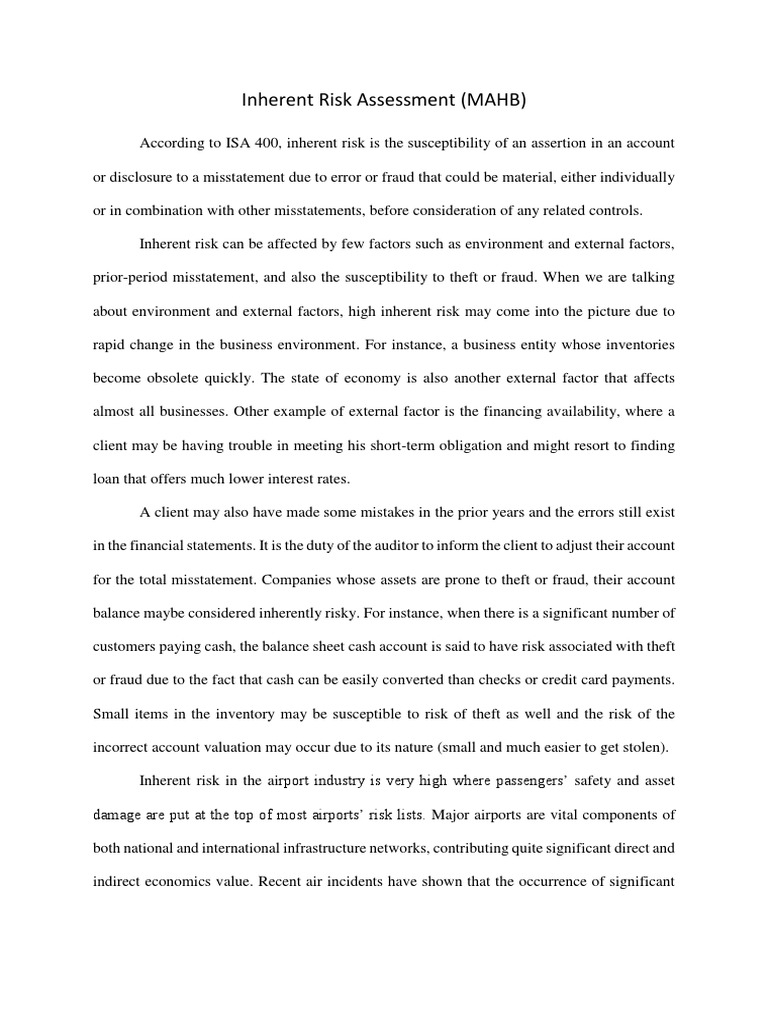 Inherent Risk Assessment | Risk Assessment | Risk