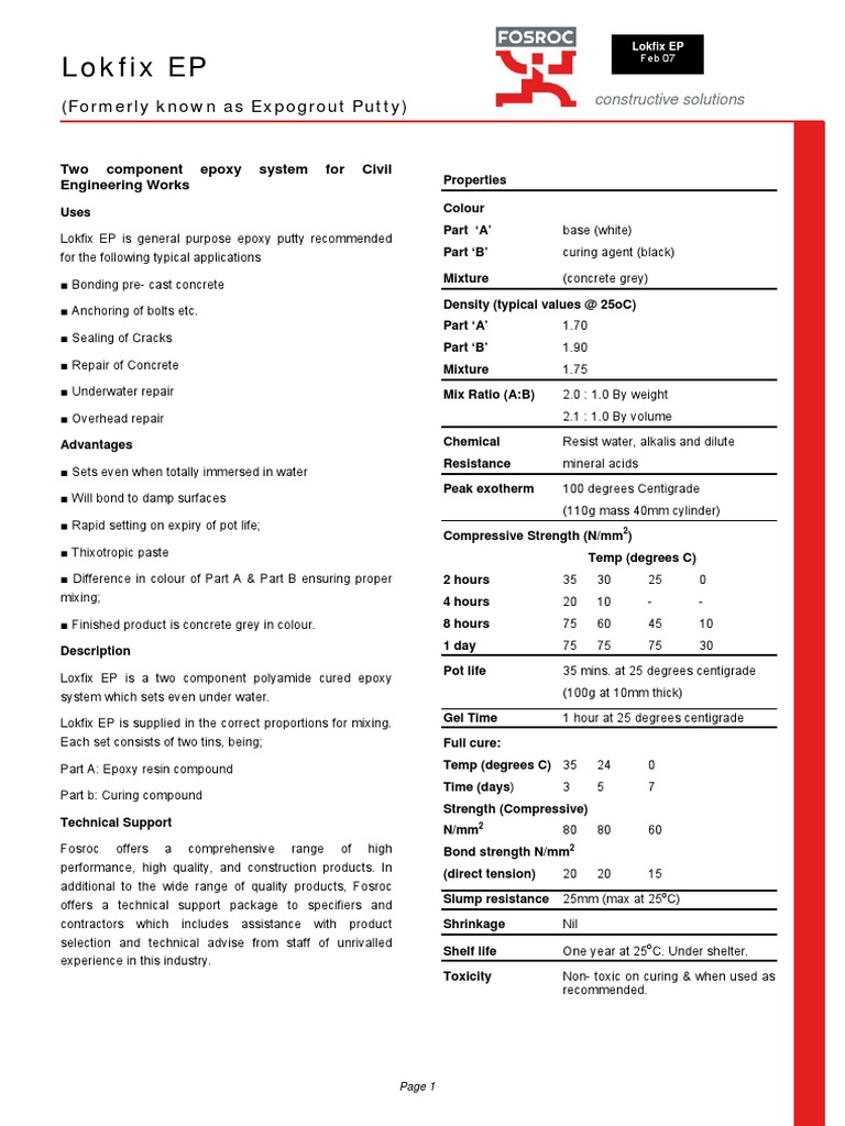 (PDS) Lokfix Ep | Download Free PDF | Epoxy | Concrete