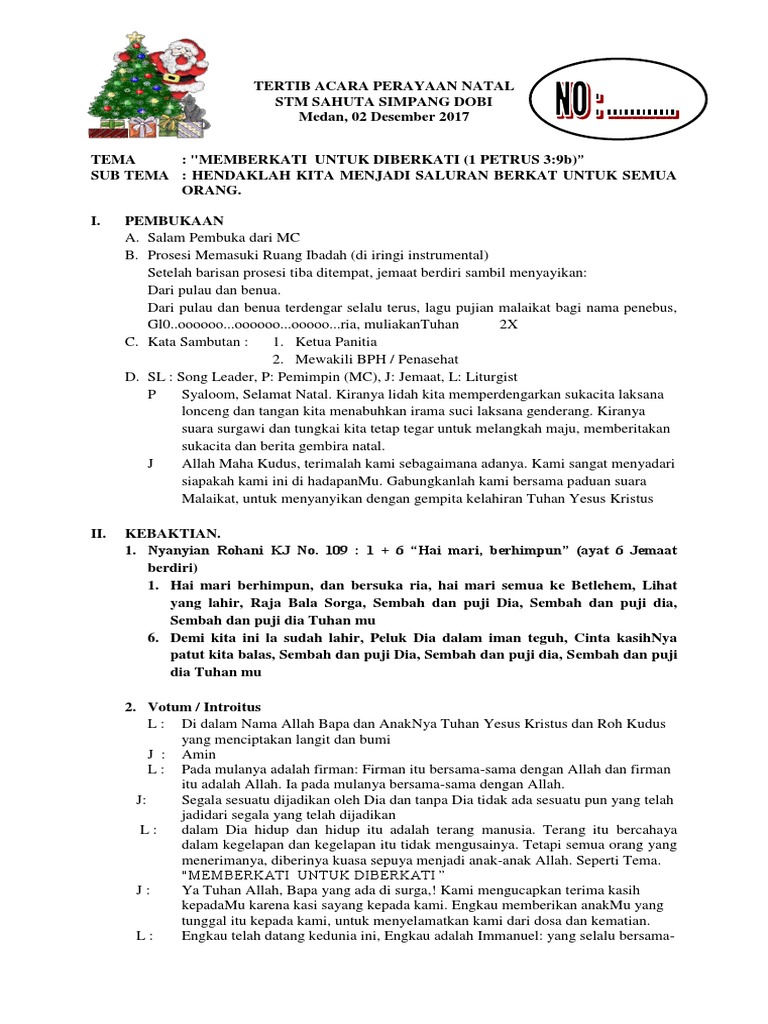 Tertib Acara Perayaan Natal STM | PDF