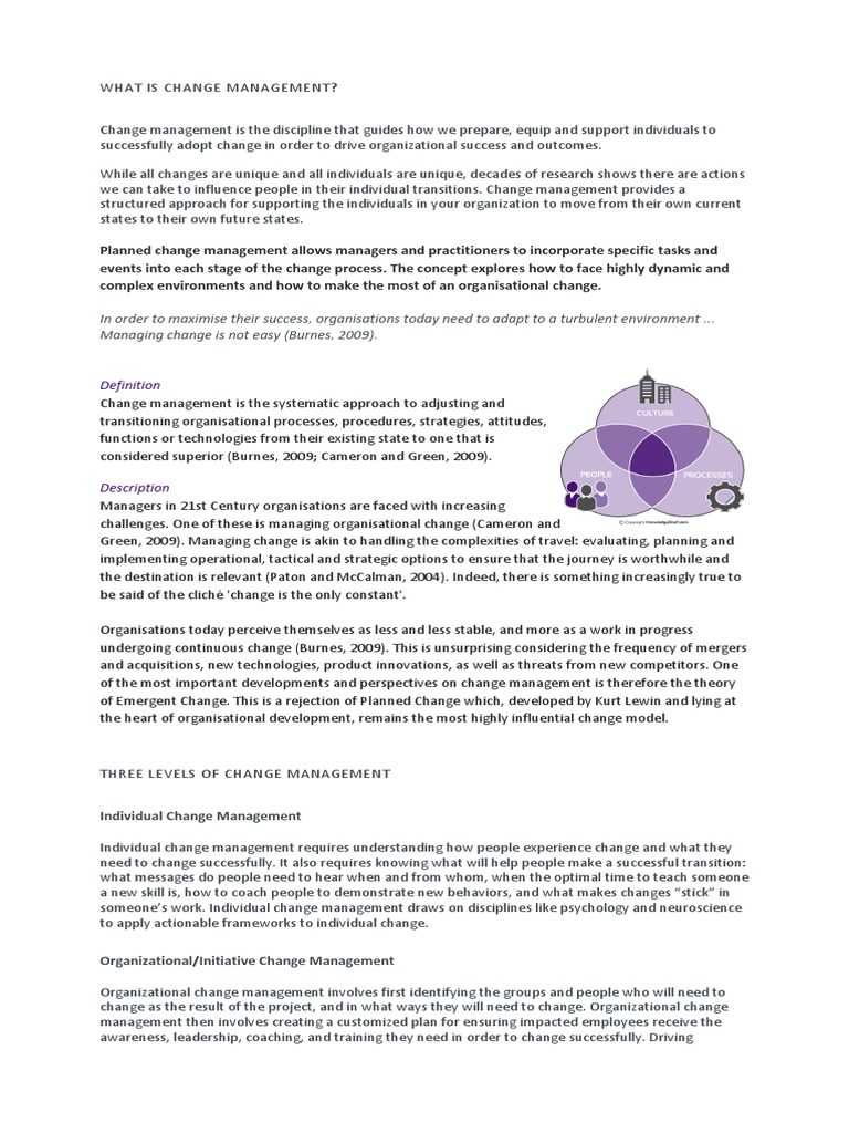 What Is Change Management | PDF | Change Management | Organizational ...