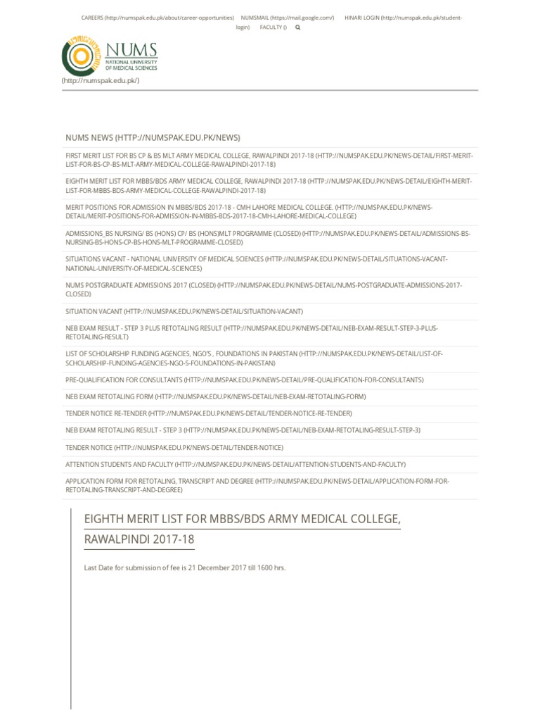 National University of Medical Sciences - NUMS | PDF | Health Education ...