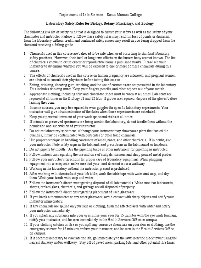 Lab Safety Guide for Life Science Students | PDF | Laboratories | Nature