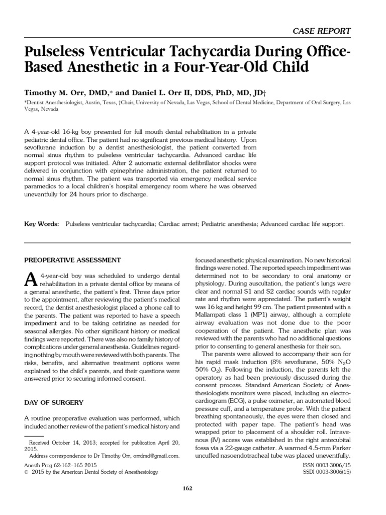 Anesthesia Case Report Pulseless VT | PDF | Anesthesia | Cardiac Arrest