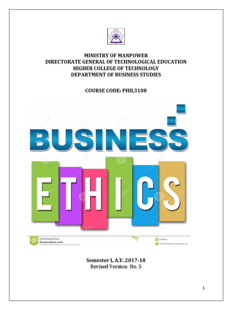 Business Ethics Handout 2017-18 Sem1 (Final) | PDF | Value (Ethics ...