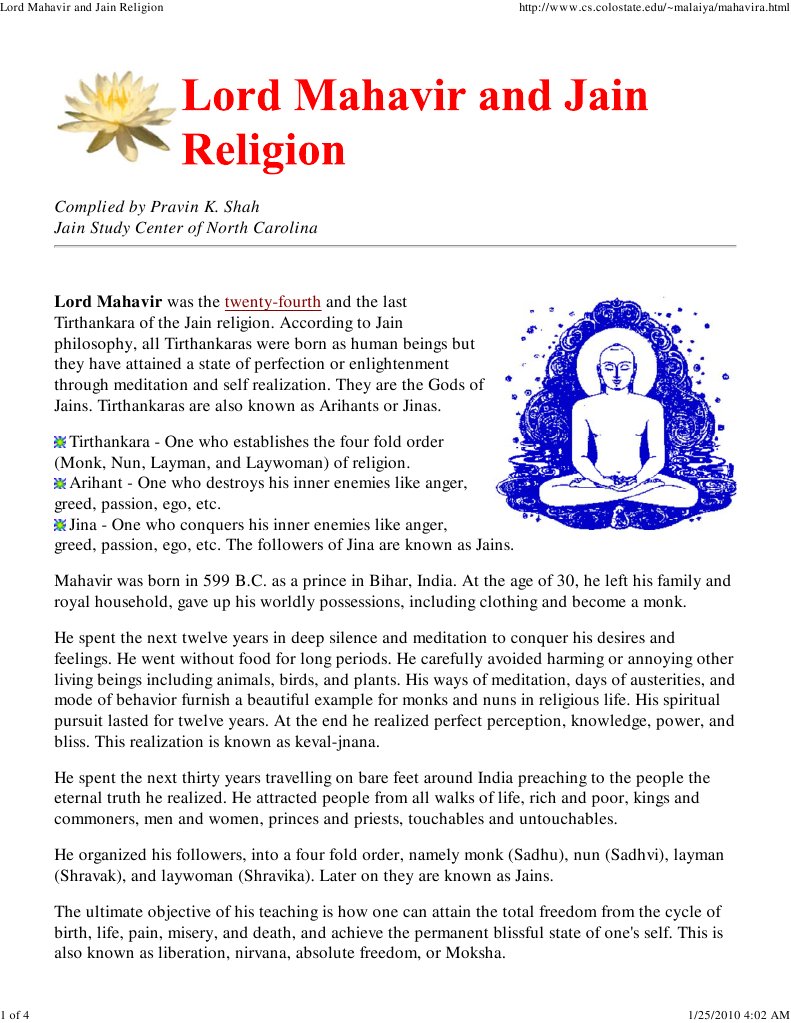 Life and Teachings of Lord Mahavir | PDF | Indian Religions | Indian ...