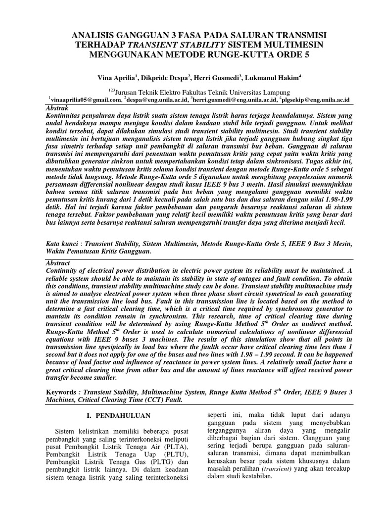Analisis Stabilitas Transien Multimesin | PDF