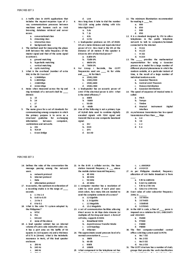 PERC Comms 3 | PDF | Data Transmission | Electrical Engineering