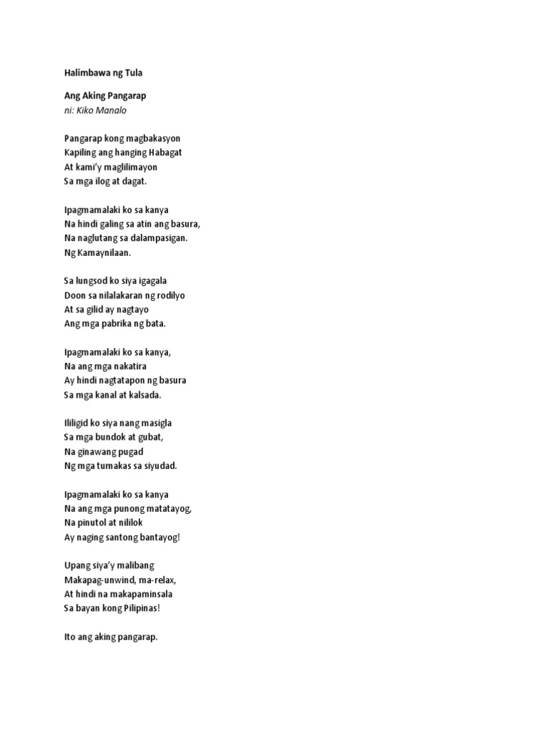 Halimbawa NG Tula | PDF