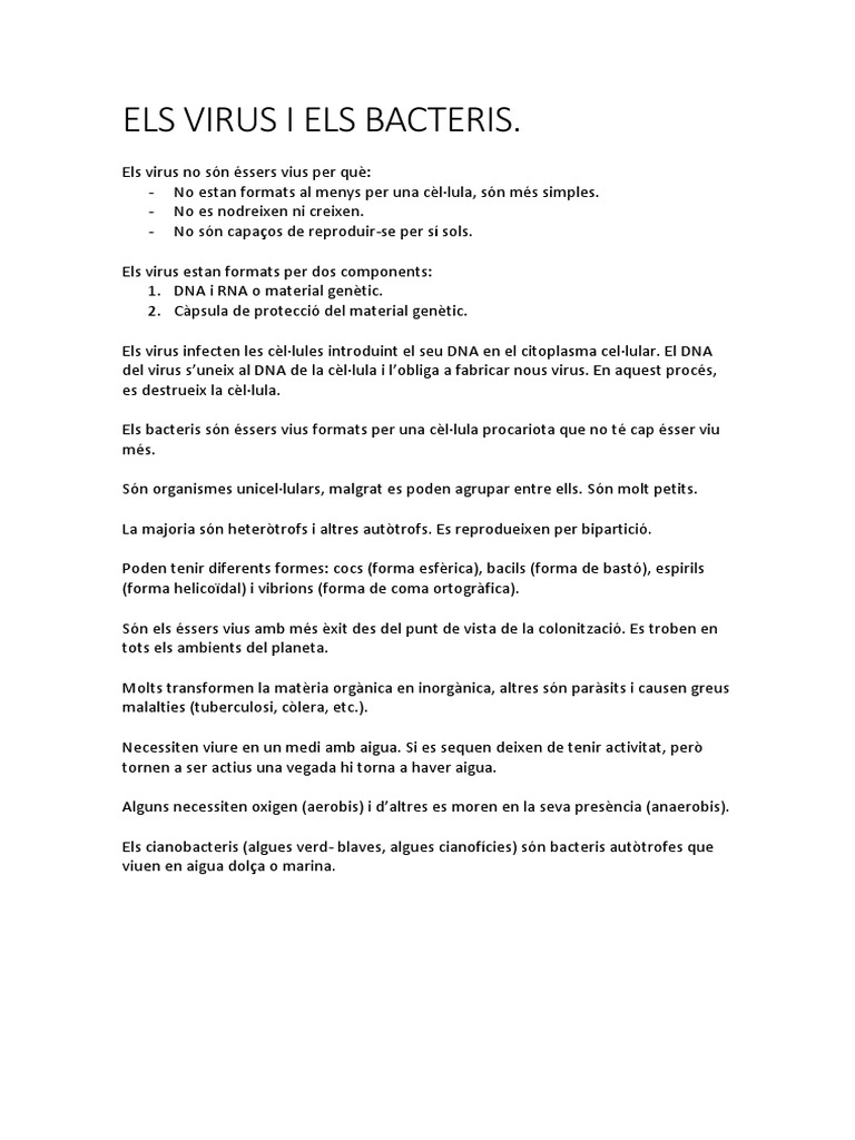 Els Virus I Els Bacteris | PDF