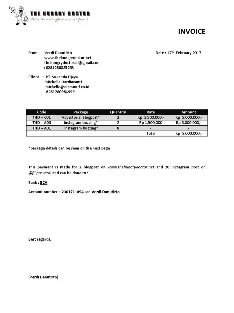 Invoice for Social Media Services | PDF | Finance & Money Management