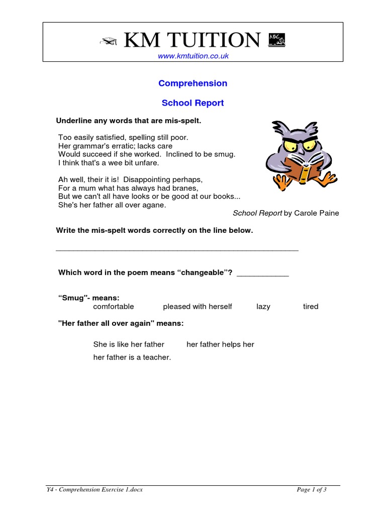 Y4 - Comprehension Exercise 1 | PDF | Crocodile | Giraffe