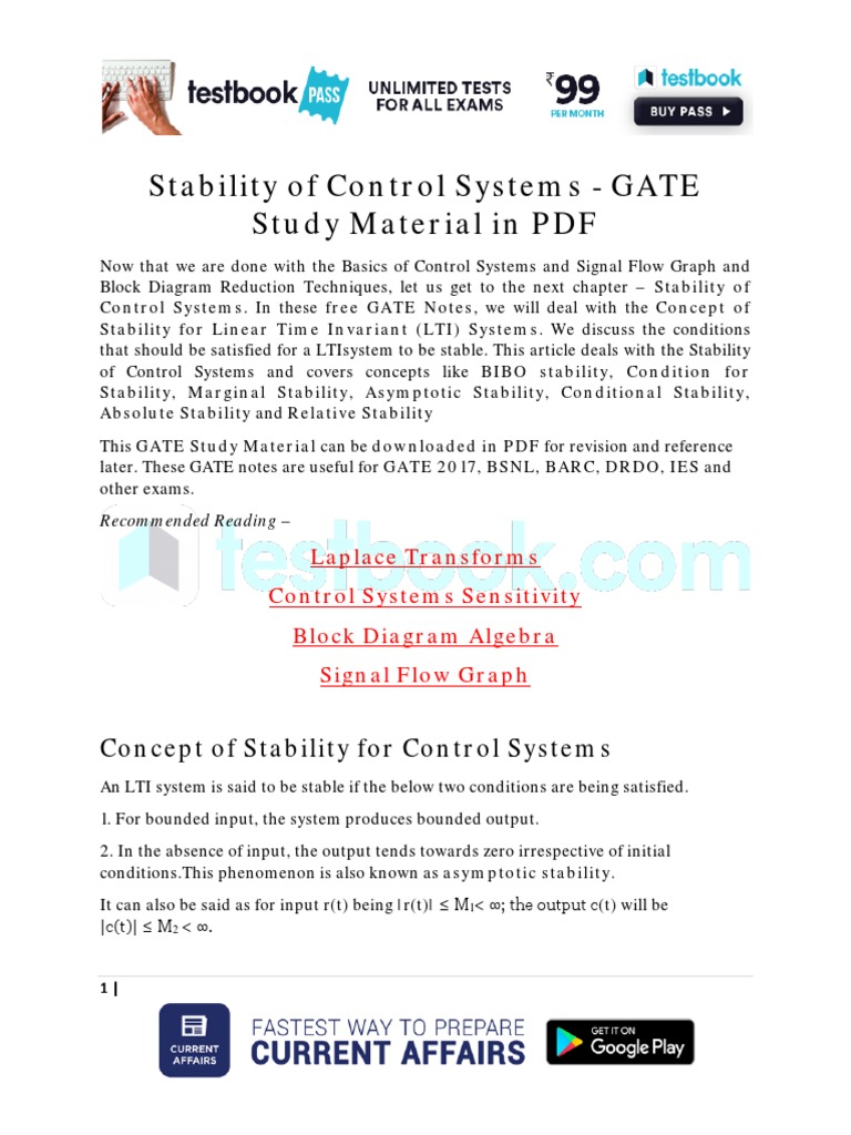 Control Systems Stability Guide | PDF | Systems Theory | Electrical ...
