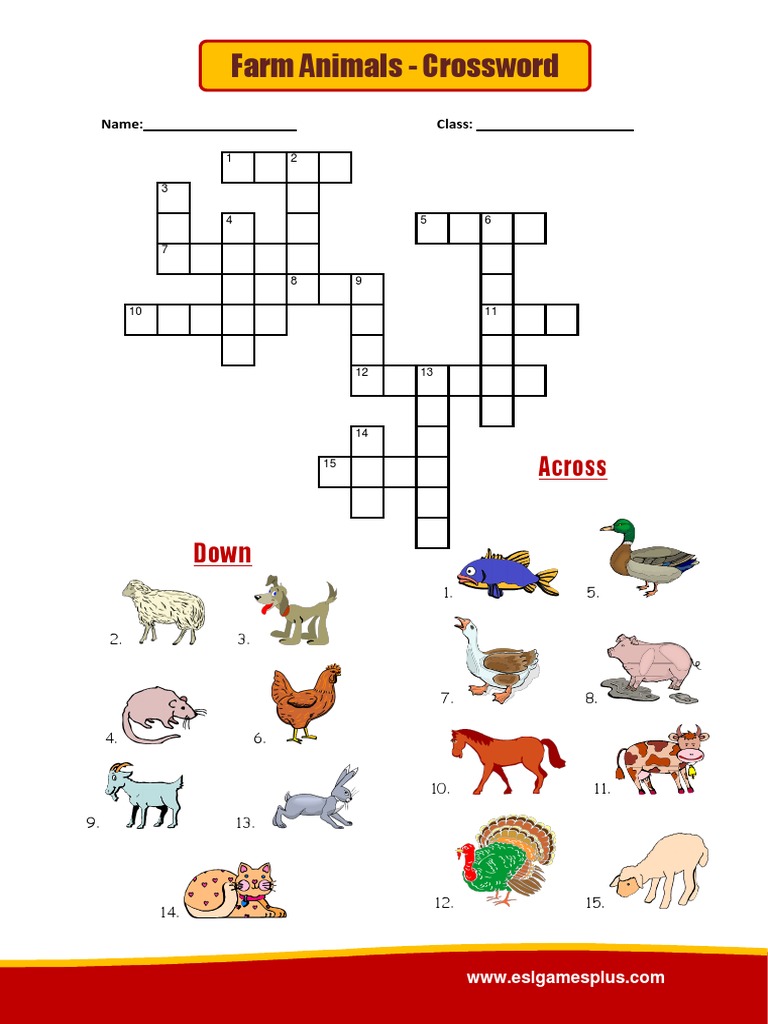 Farm Animals Crossword Puzzle | PDF