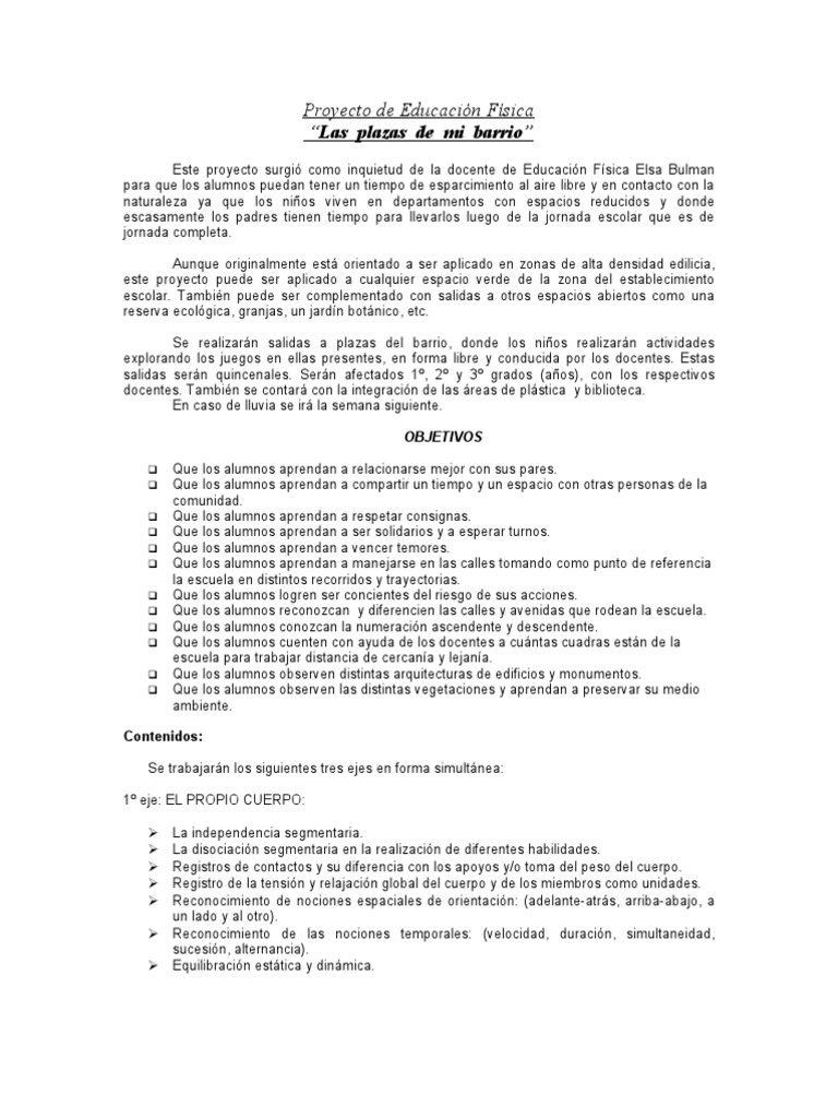 Proyecto La Plaza de Mi Barrio | PDF | Eje | Maestros