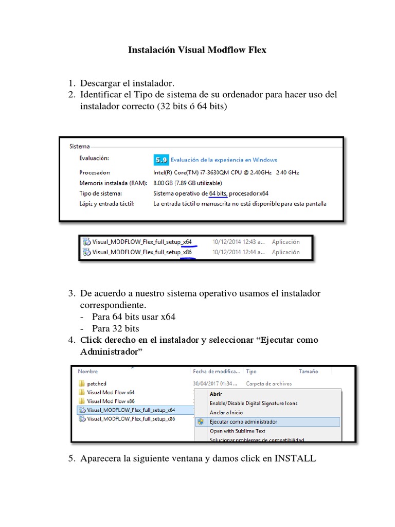 Instalación Visual Modflow Flex | PDF | Poco | Archivo de computadora