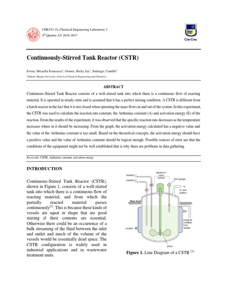 Experiment 6 CSTR | PDF | Chemical Reactor | Activation Energy