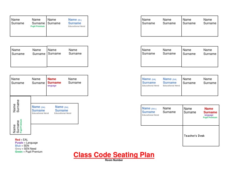 Class Code Seating Plan: Surname | PDF