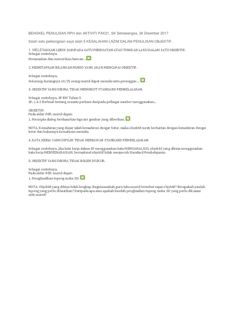 Bengkel Penulisan RPH Dan Aktiviti Pak21 | PDF
