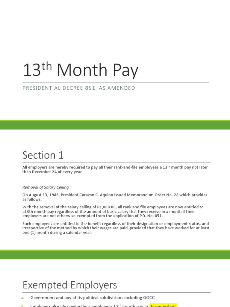 13th Month Pay | PDF | Wage | Employment